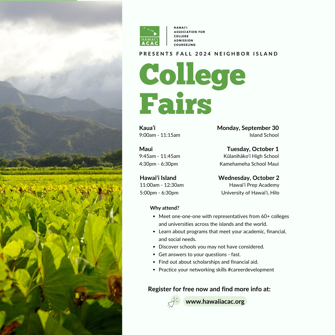 HACAC College Fairs Information for Students and Families - HawaiiACAC